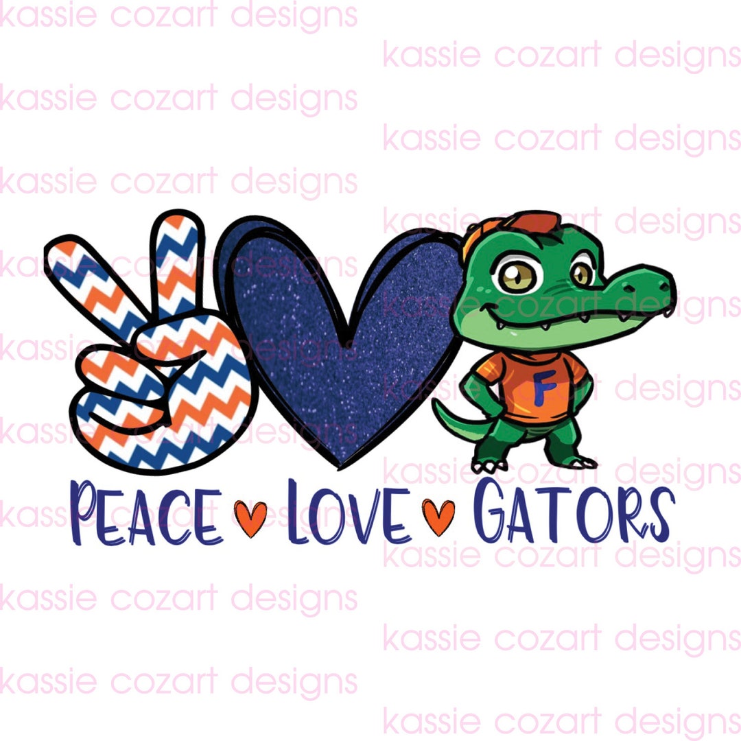 Peace Love Gators PNG Download - Now in BLUE or ORANGE Heart - Etsy