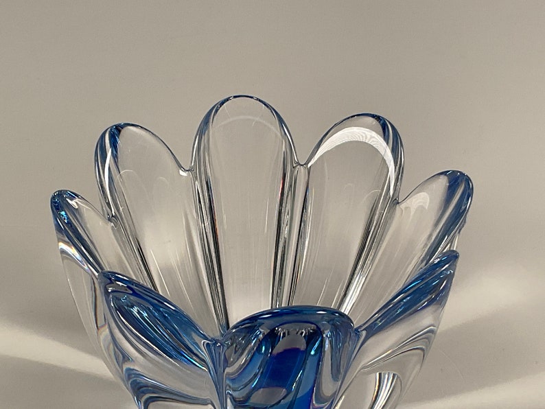 Orrefors Jan Johansson Mayflower Blue Crystal Bowl True Vintage Design ...