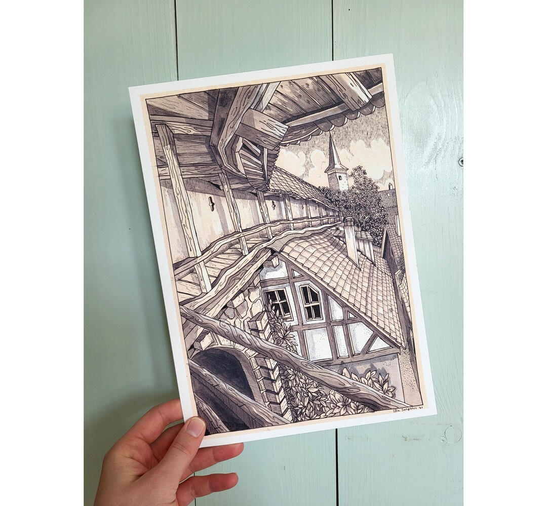 A4 Art Print Illustration - Rothenburgh Ob Der Tauber - Etsy