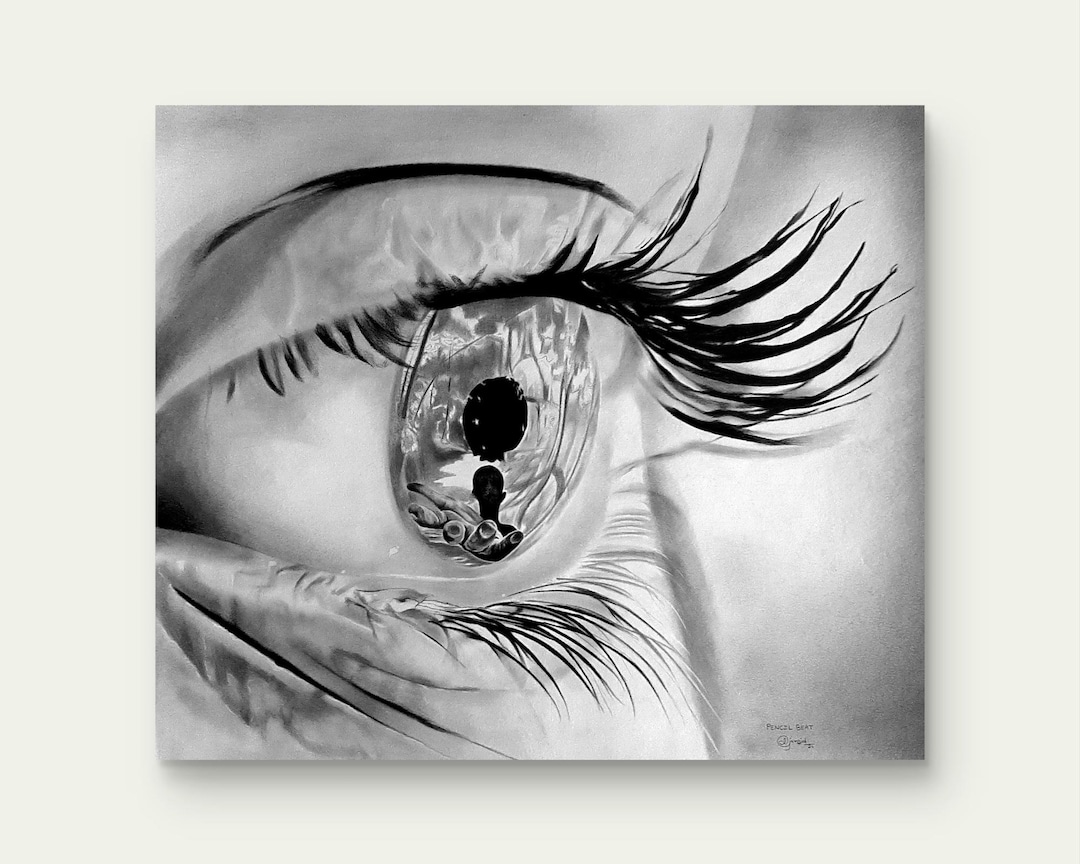 Eye Drawing, Vision of Forever, Pencil Drawing, Gift Idea, Home Decor ...