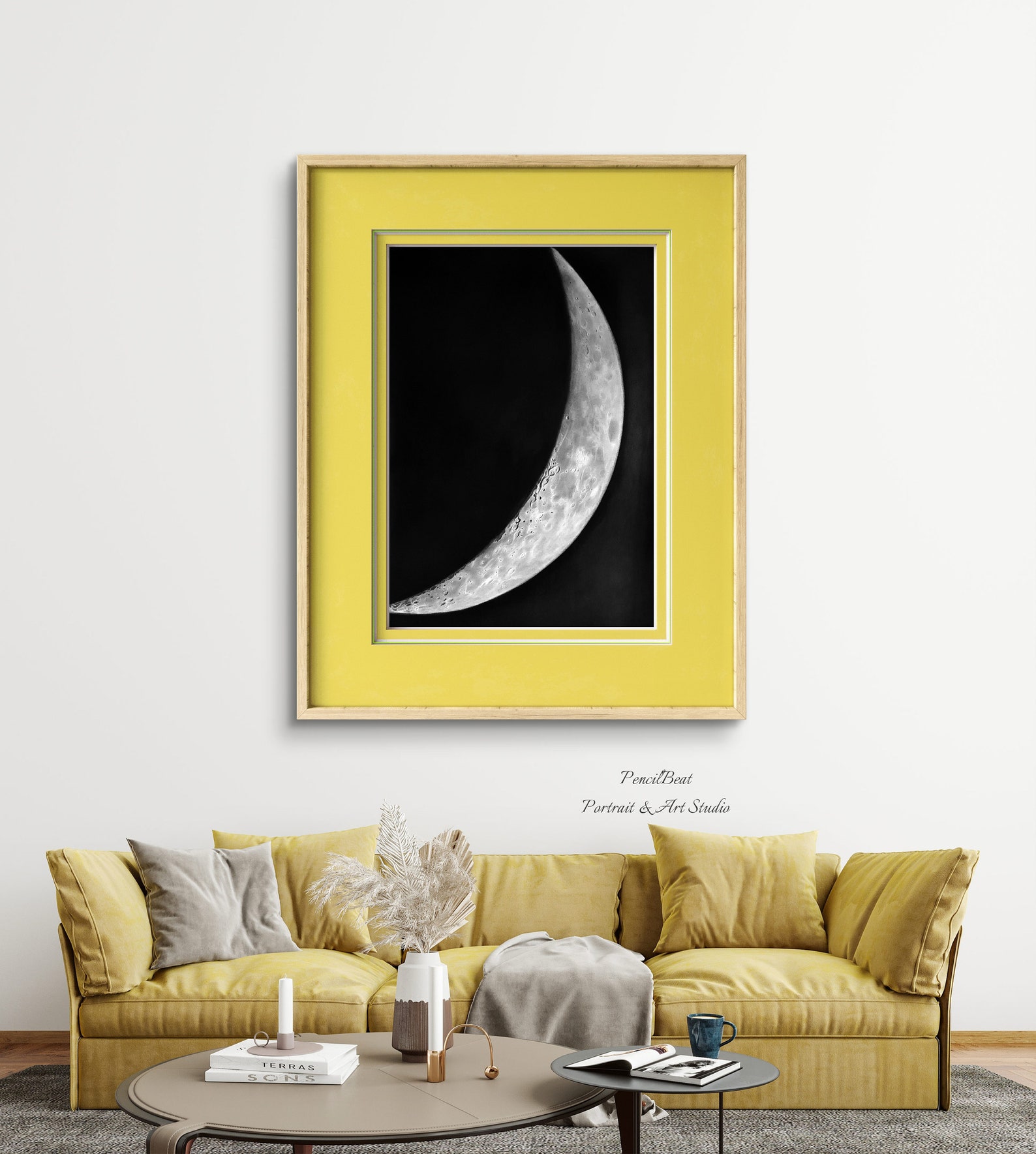 First Quarter Young Moon Moon Drawing Moonscape Artwork Moon Waning ...