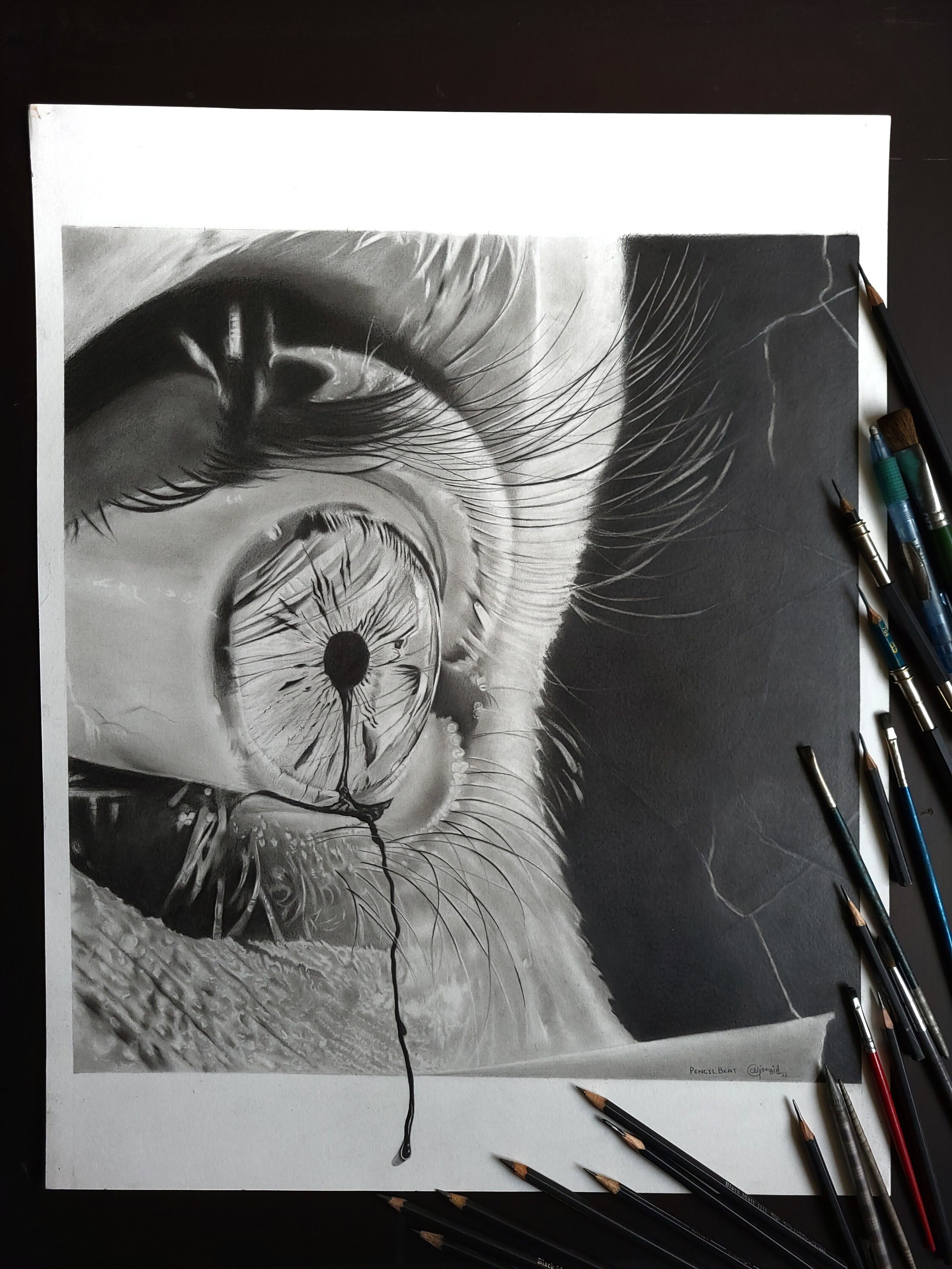 Balck Tears, Pencil Drawing, Realistic Drawing, Black Pearl, Eyes ...