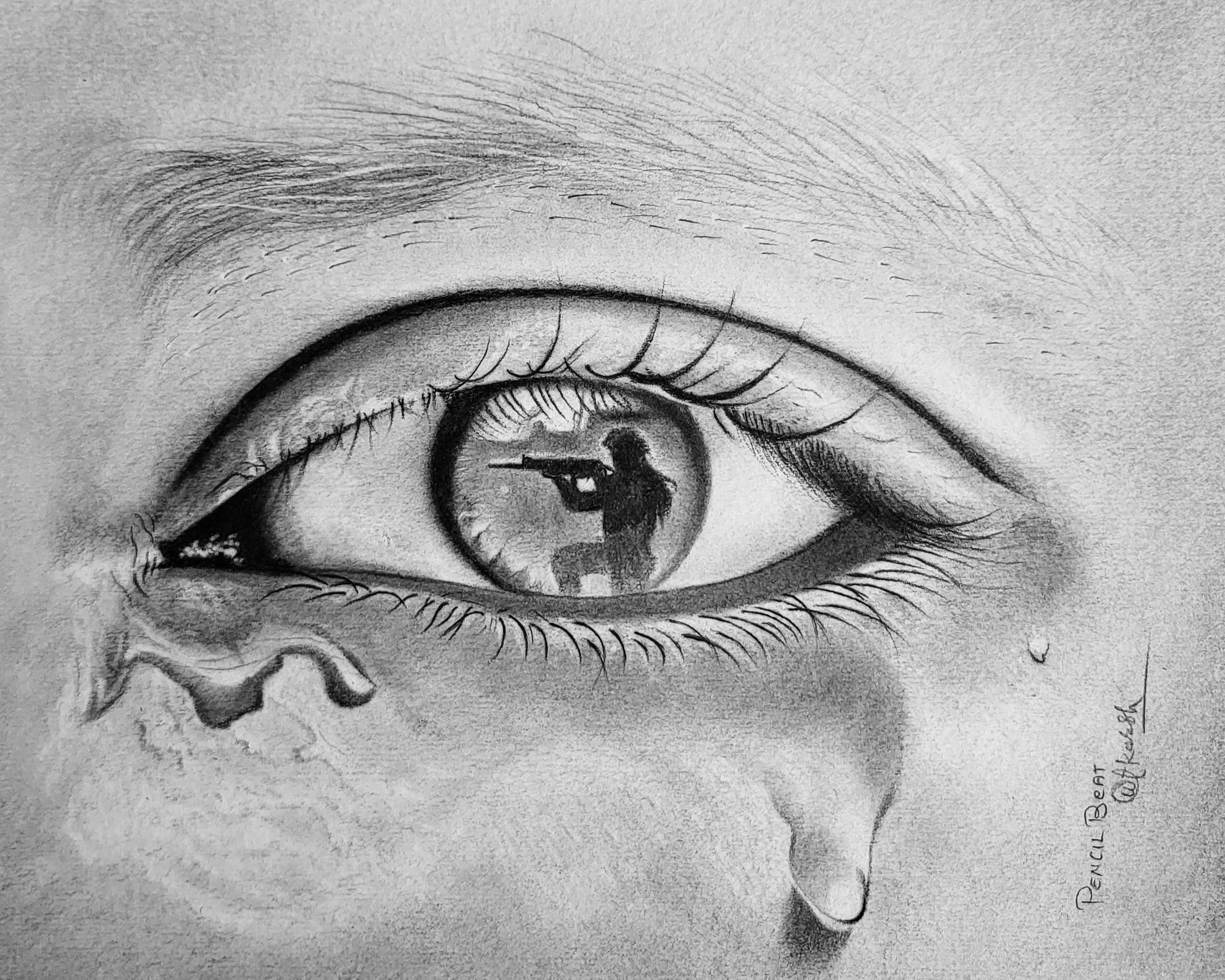 Pencil Drawing Of An Eye Crying