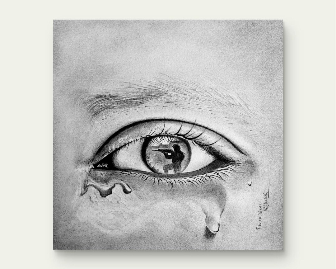Original Realistic Drawing, Eye Witness of Soldier, Soldier in Eye ...