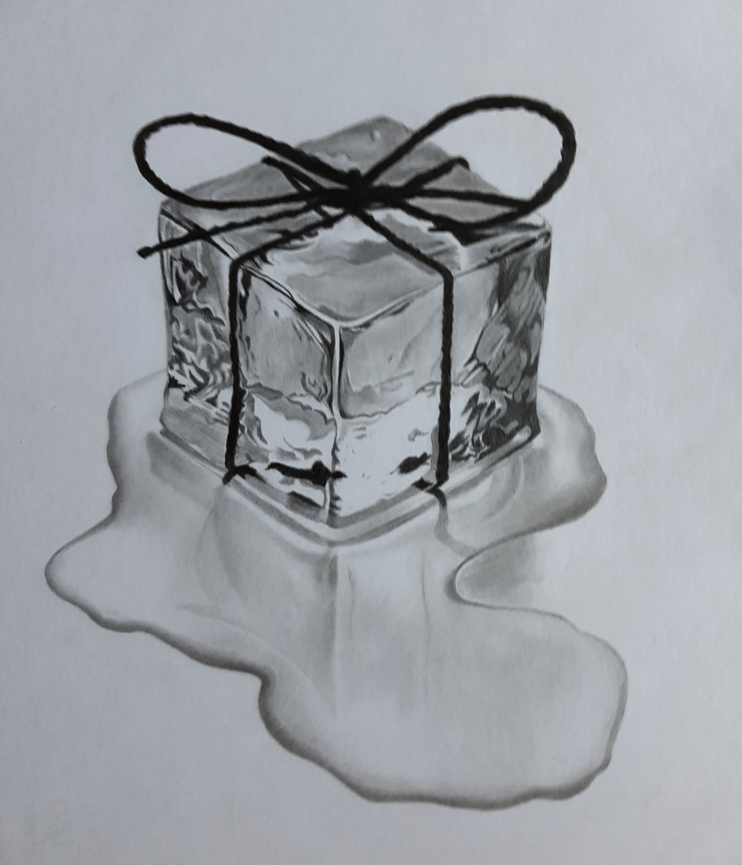 Melting Ice Cube Pencil Drawing