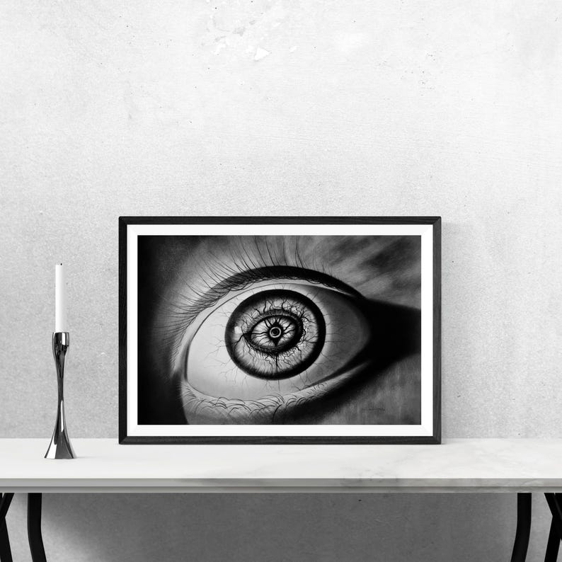 Handcrafted Eye Charcoal Drawing: "roots of Vision" (15x21" Unframed ...
