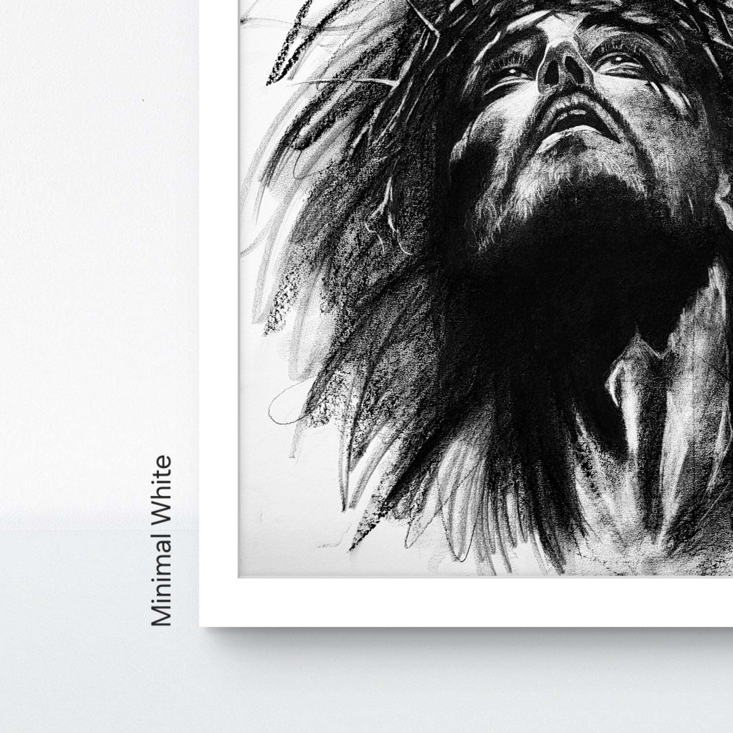 Black Jesus Charcoal Drawing | Crown of Thorns | Son of God Artwork ...