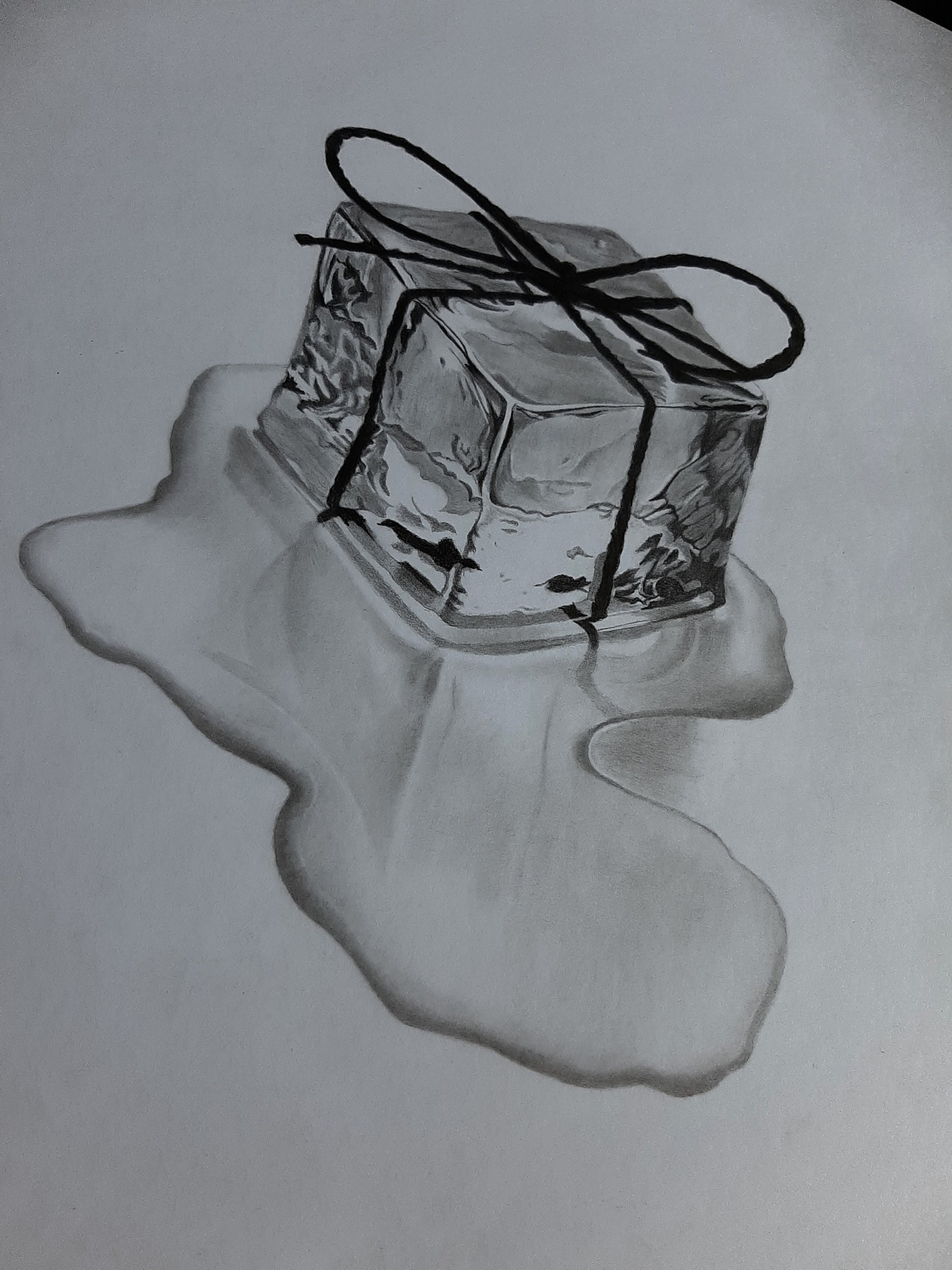 Melting Ice Cube Pencil Drawing