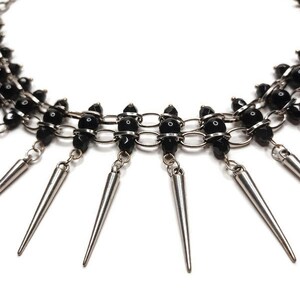 BEX Gothic Punk Rock Spike Collar Black and Silver Grunge Beaded ...