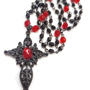 OPHELIA Gothic Victorian Vampire Blood Red Ruby Glass Black Rhinestone ...