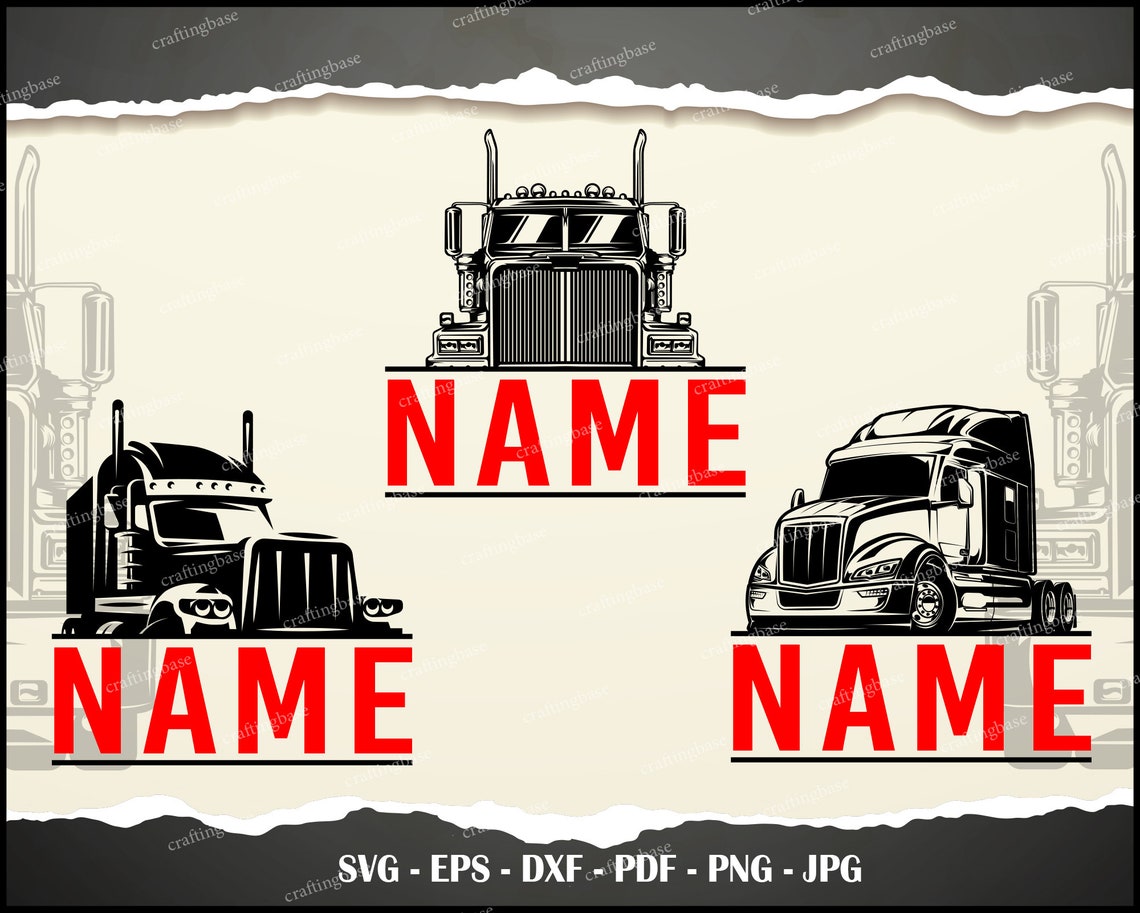 Truck Monogram Svg, Split Monogram Svg, Truck Png, Truck Clipart, Big ...