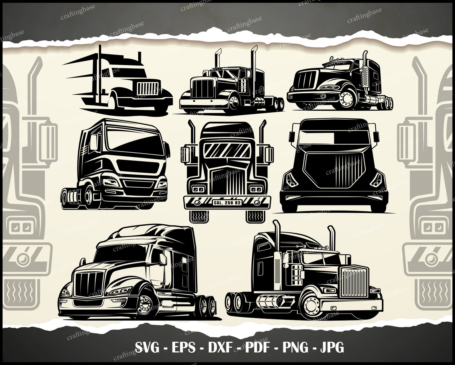 Truck Clipart, Trucker Svg, Big Truck Svg, 18 Wheeler Svg, Truck Png ...
