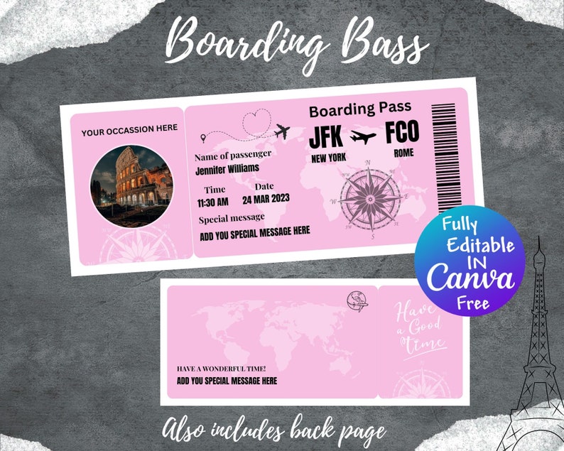 Editable Boarding Pass Template Surprise Trip Reveal Etsy