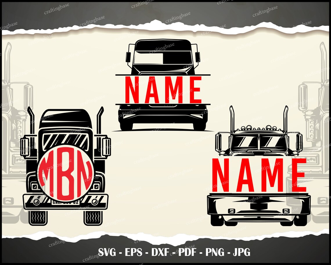 Truck Monogram Svg, Split Monogram Svg, Truck Png, Truck Clipart, Big ...