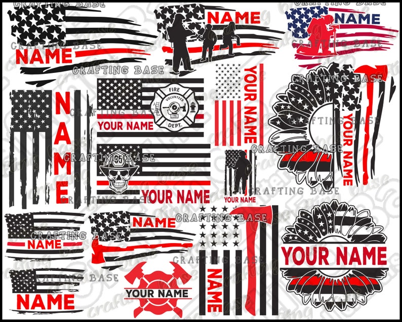 Firefighter Flag Name Svg Fireman Flag Svg Firefighter Flag - Etsy