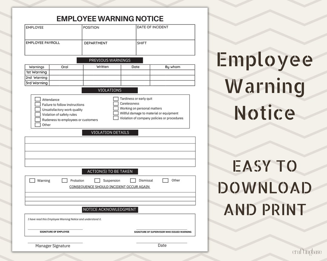Employee Warning Notice, Professional and Effective Employee Warning ...