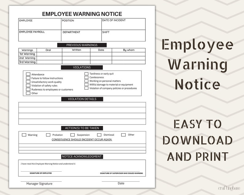Employee Warning Notice, Professional and Effective Employee Warning ...