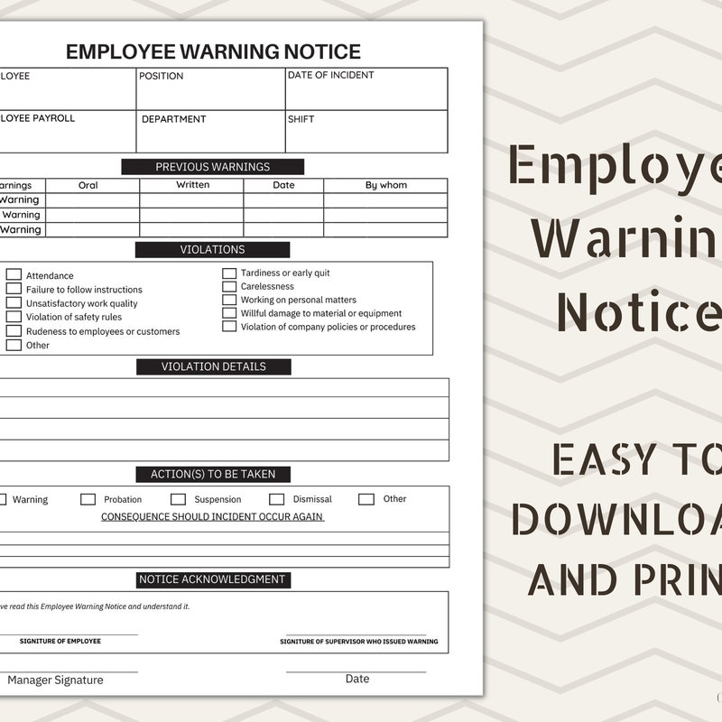 Verbal Warning Template - Etsy
