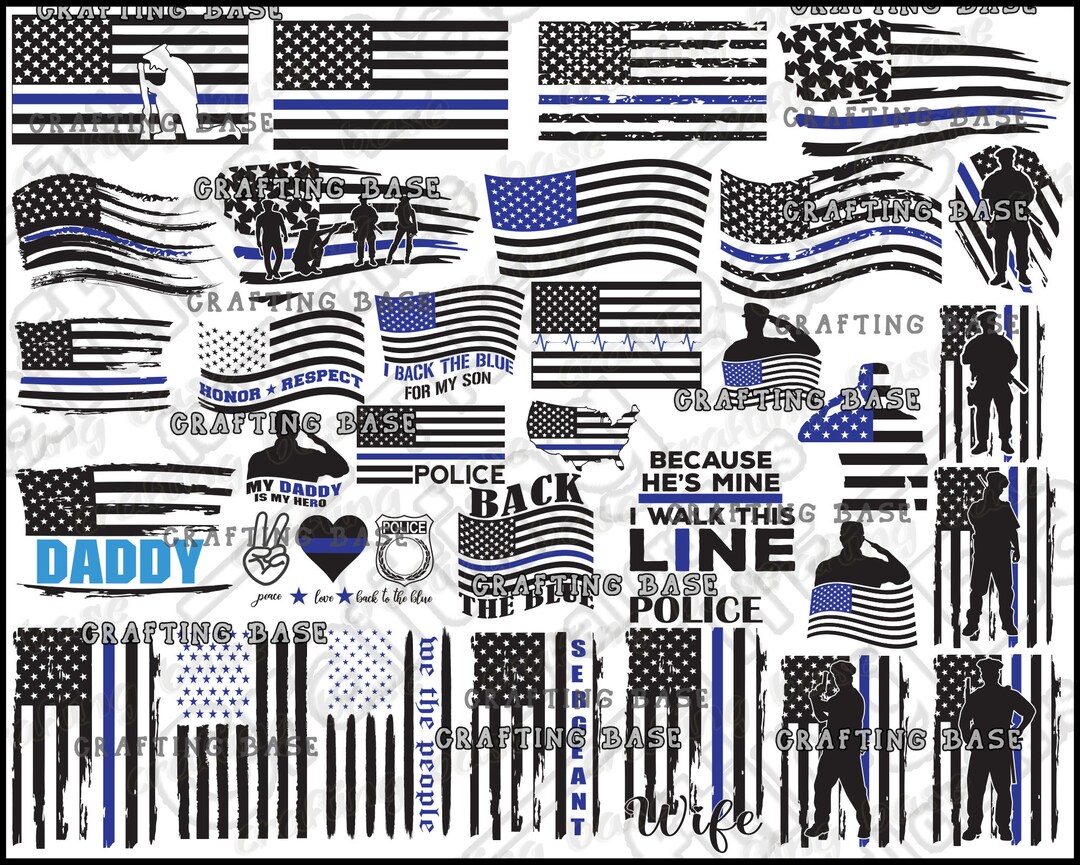 Thin Blue Line Svg Bundle, Police Svg, Distressed Flag, Wife Svg, Badge ...