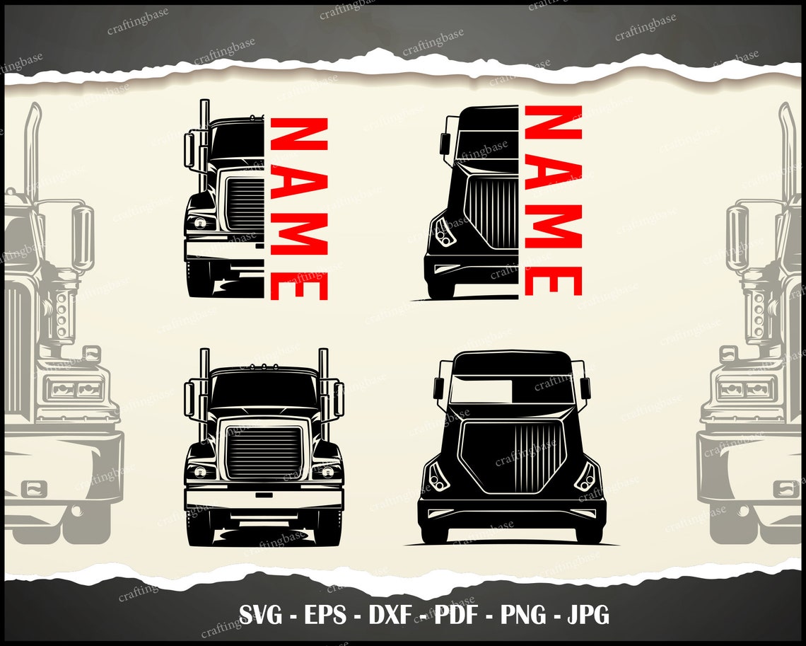 Semi Truck Name Svg, Semi Truck Svg, Monogram Svg, Split Monogram Svg ...