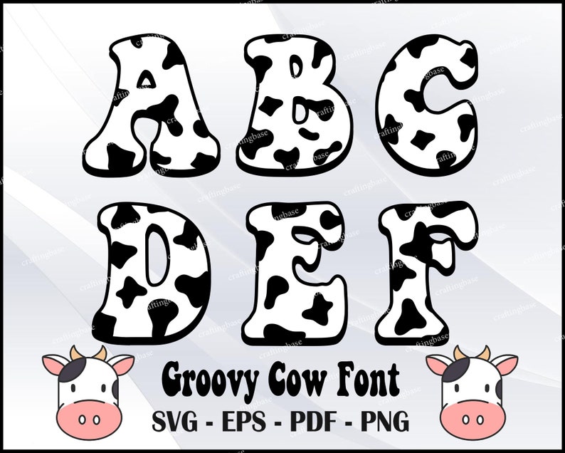 Cow Font Png Svg Cow Skin Font Cow Pattern Font Cow - Etsy