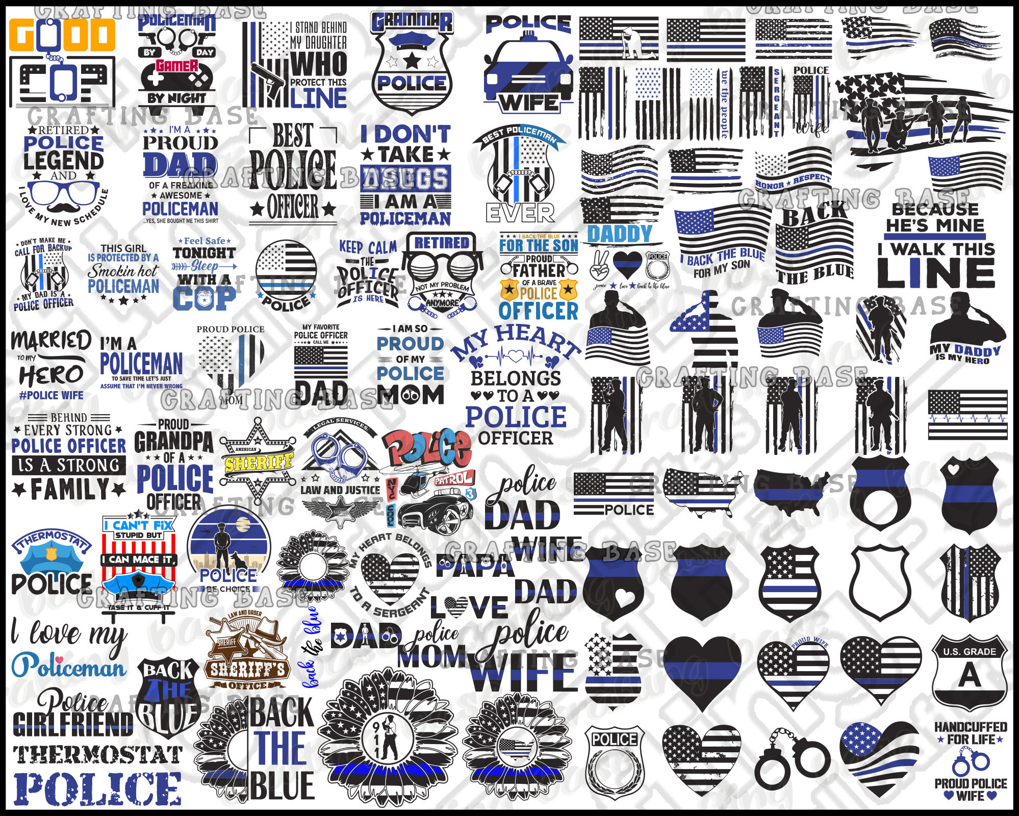 Thin Blue Line Svg Bundle, Police Svg, Distressed Flag, Wife Svg, Badge ...