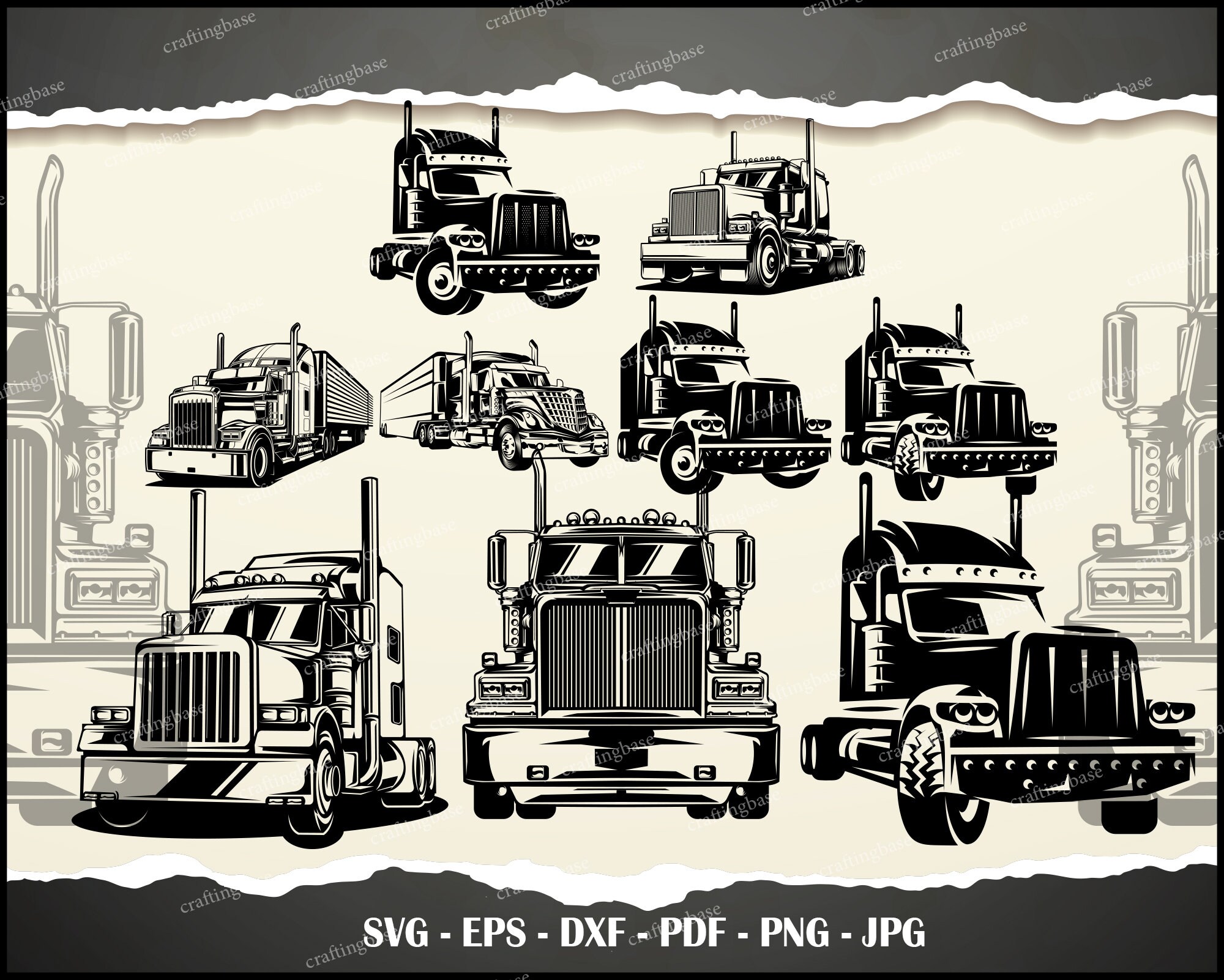 Trucker Svg, Big Truck Svg, 18 Wheeler Svg, Truck Png, Truck Clipart ...
