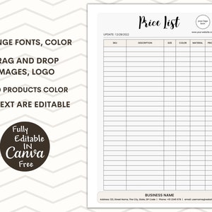 Editable Line Sheet Template, Line Sheet for Wholesale, Product Sales ...