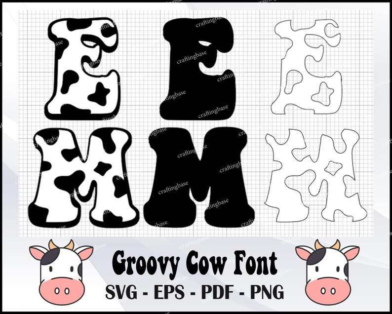Cow Font Png Svg Cow Skin Font Cow Pattern Font Cow - Etsy
