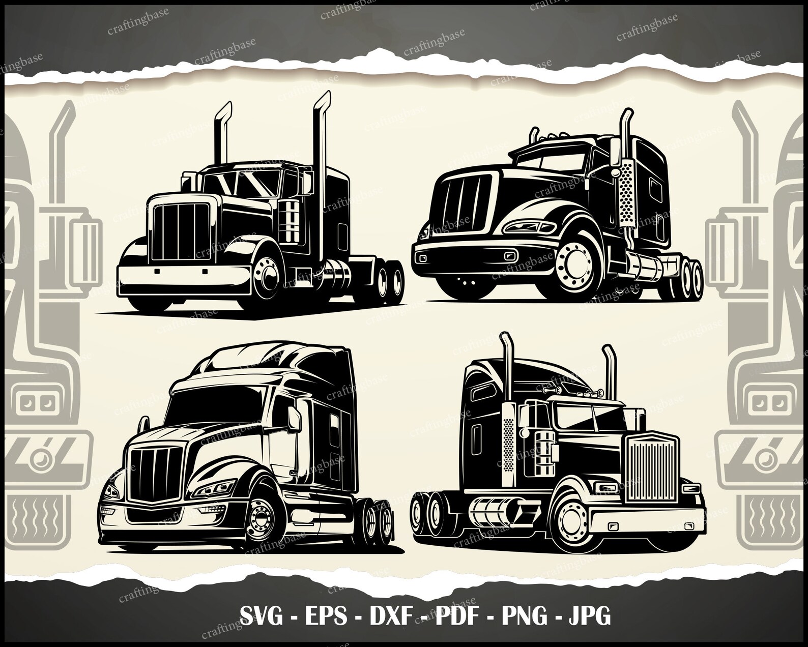Truck Clipart, Trucker Svg, Big Truck Svg, 18 Wheeler Svg, Truck Png ...