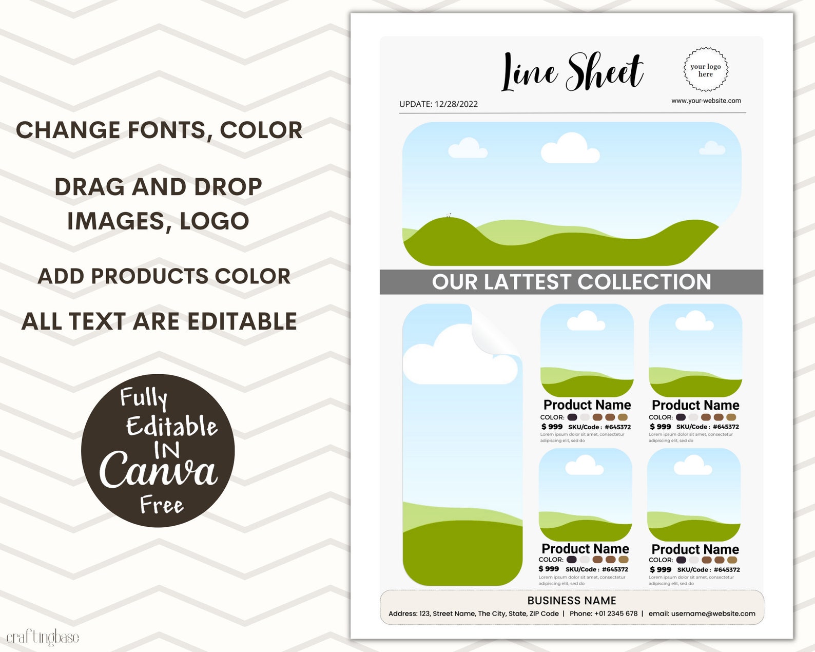 Editable Line Sheet Template, Line Sheet for Wholesale, Product Sales ...