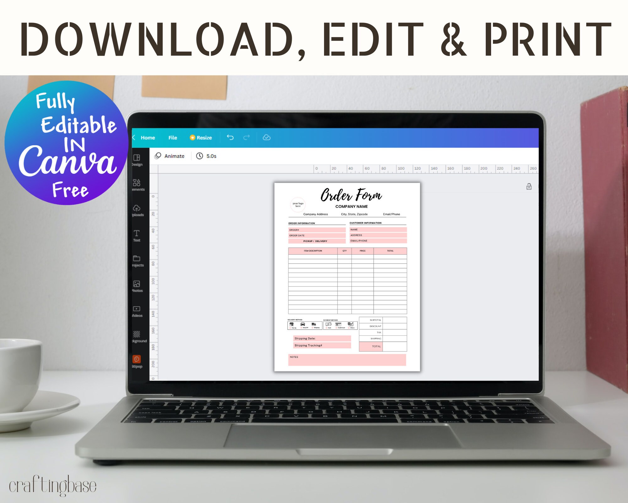 Order Form Template, Edit in Canva In, Custom Order Form, Order Form ...