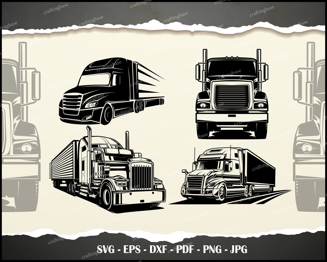 Big Truck Svg, Monogram Svg, Split Monogram Svg, Truck Svg, Semi Truck ...