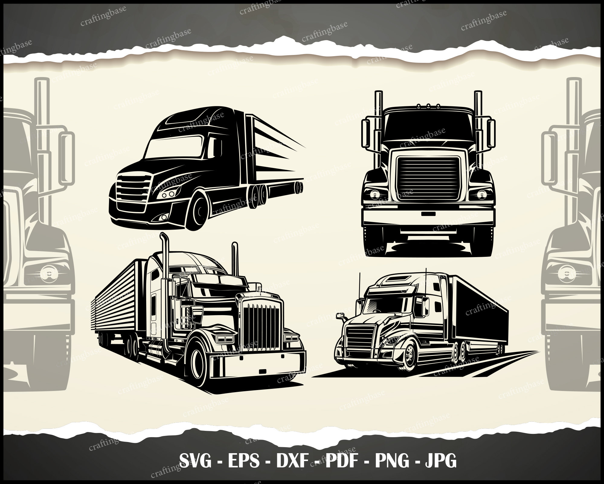 Big Truck Svg, Monogram Svg, Split Monogram Svg, Truck Svg, Semi Truck ...