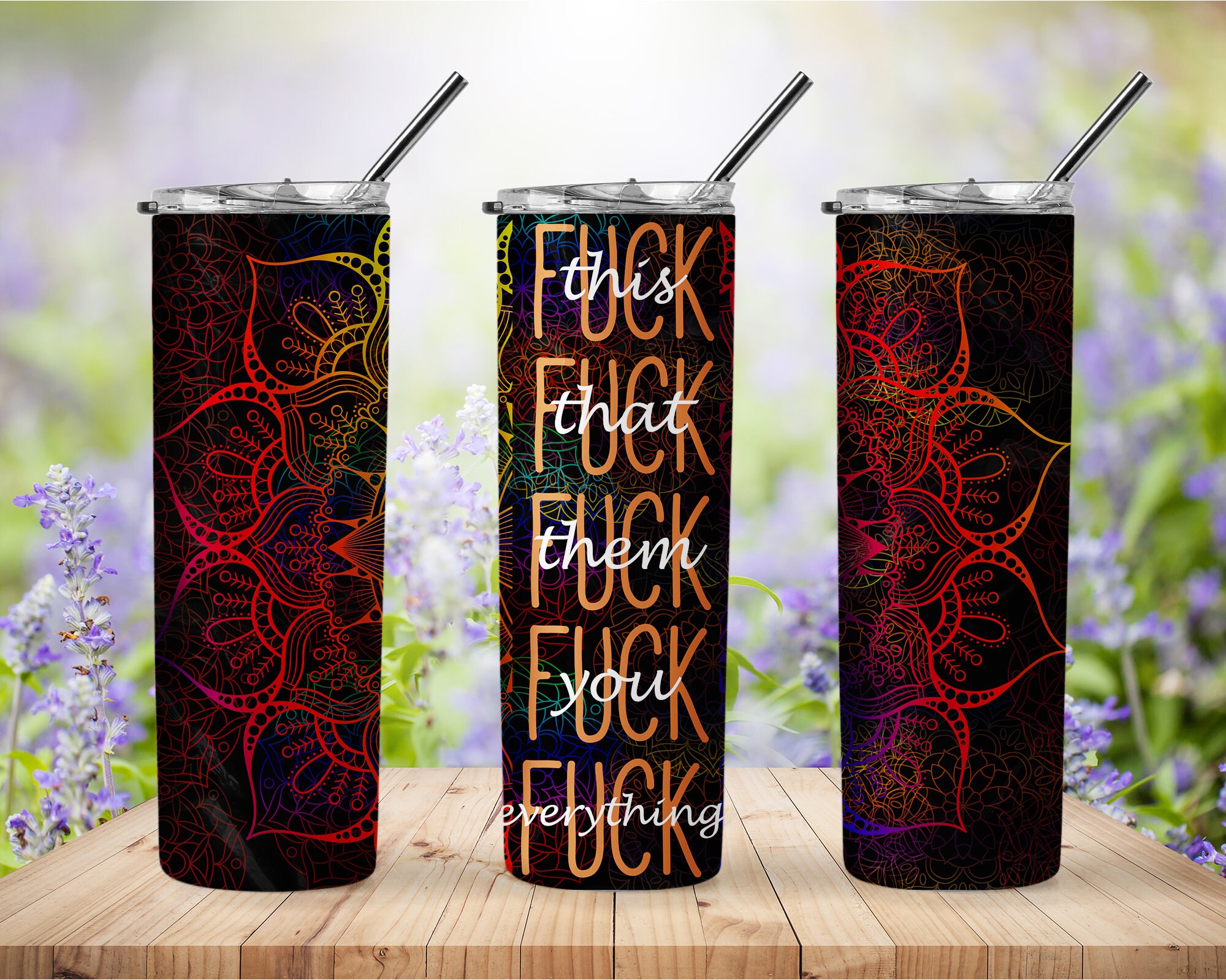 Mature Mandala Tumbler Wrap Png Offensive Mandalas 20oz Skinny - Etsy