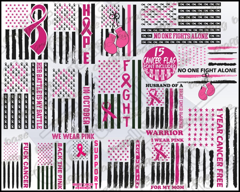 Cancer Usa Flag Svg, Fight Svg, Cancer Svg, Fight Flag Svg, Breast ...