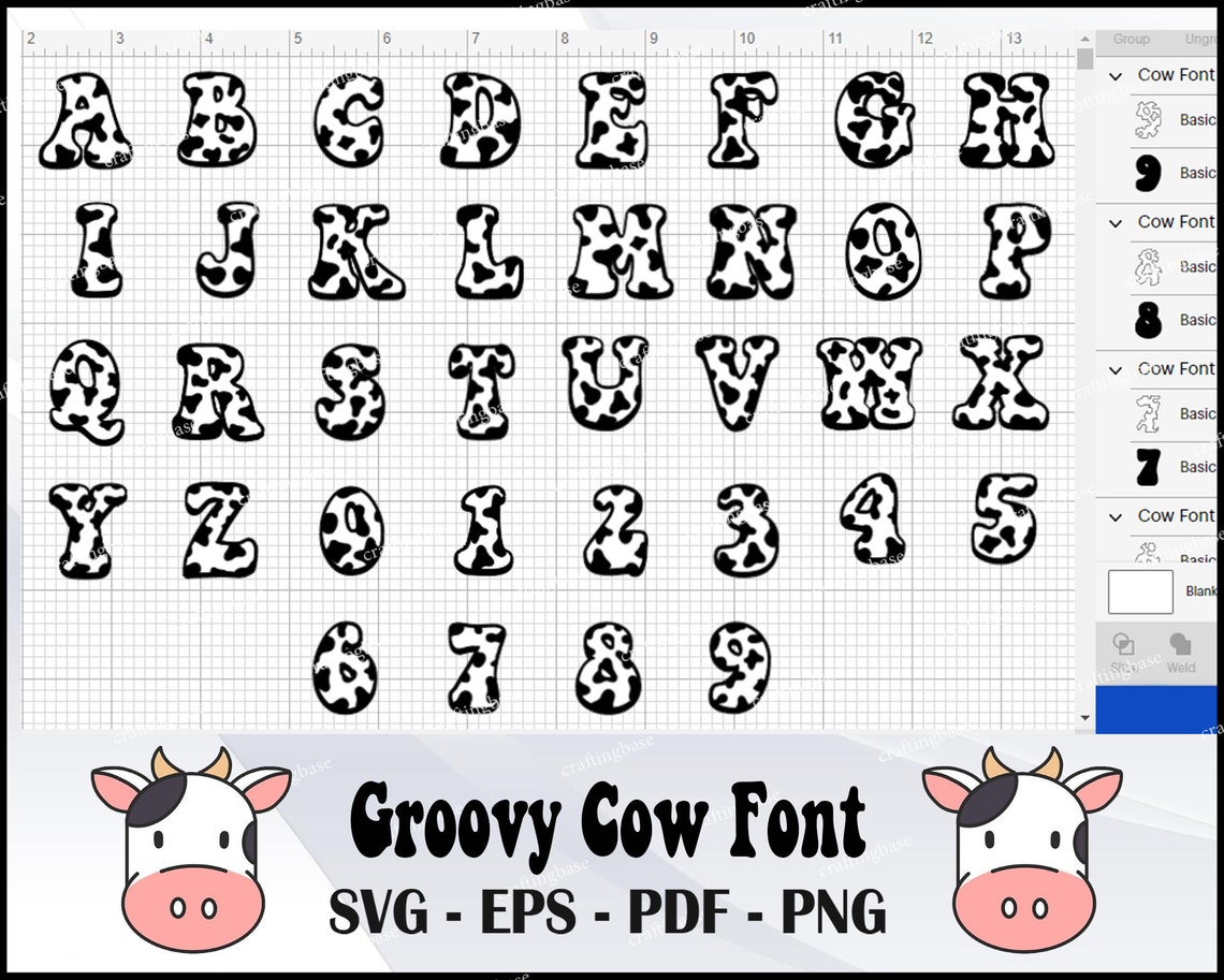 Cow Font Png Svg Cow Skin Font Cow Pattern Font Cow - Etsy