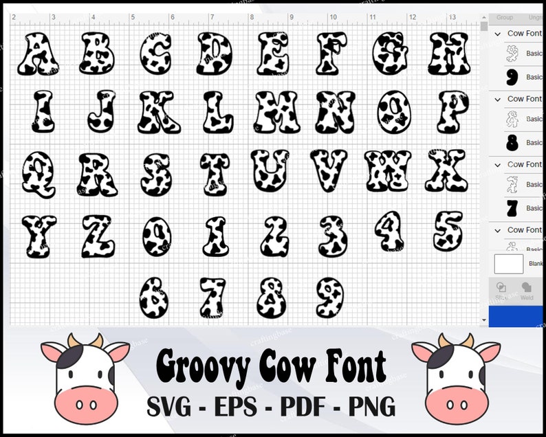 Cow Font Png Svg Cow Skin Font Cow Pattern Font Cow - Etsy