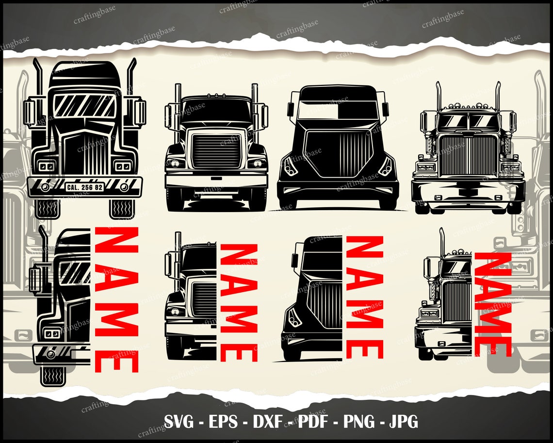 Semi Truck Name Svg, Semi Truck Svg, Monogram Svg, Split Monogram Svg ...