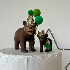 Grizzly Bear & Baby Bear Duo Party Animal Cake Topper Keepsake - Etsy