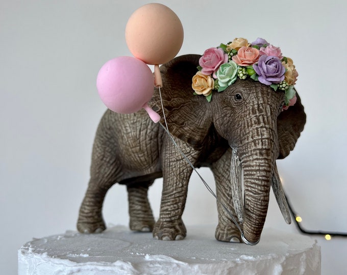 Elephant Party Animal Cake Topper Keepsake - Etsy UK
