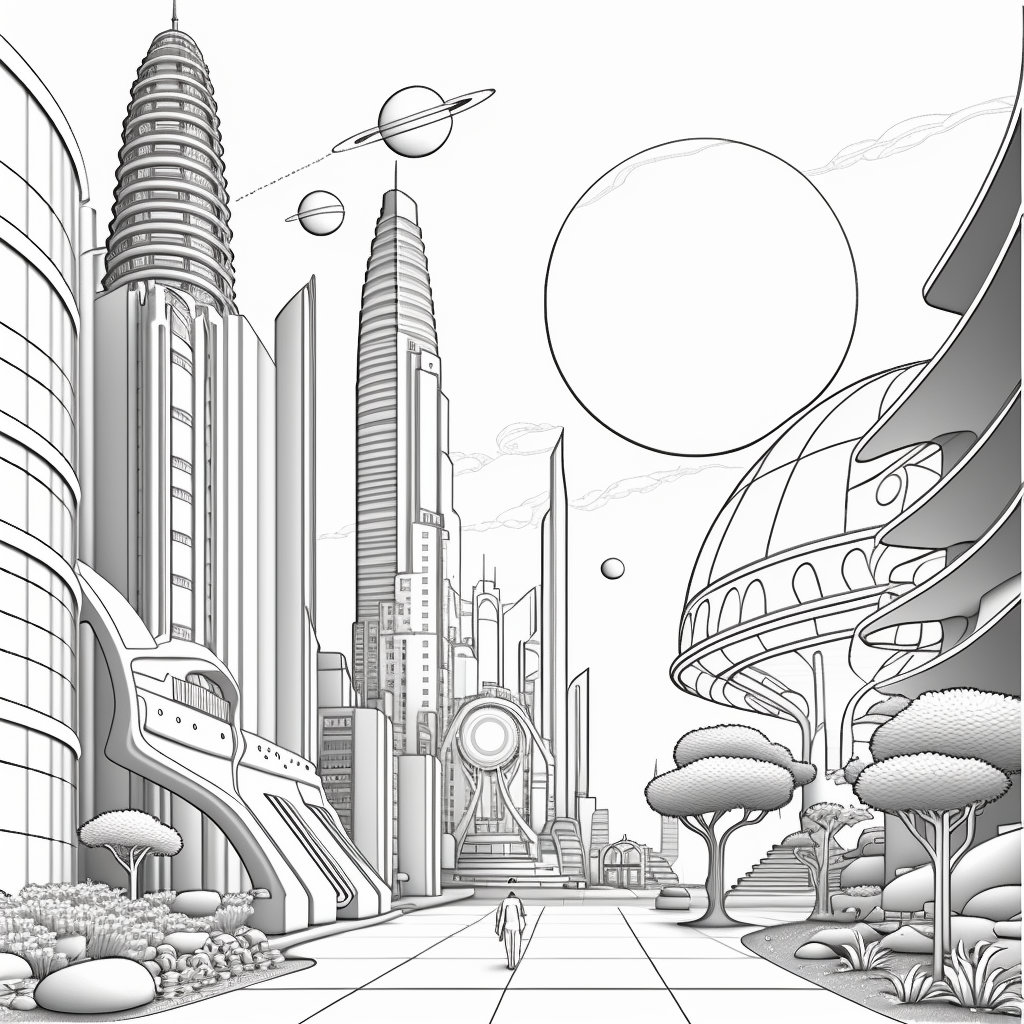 Futuristic City Coloring Pages - Etsy