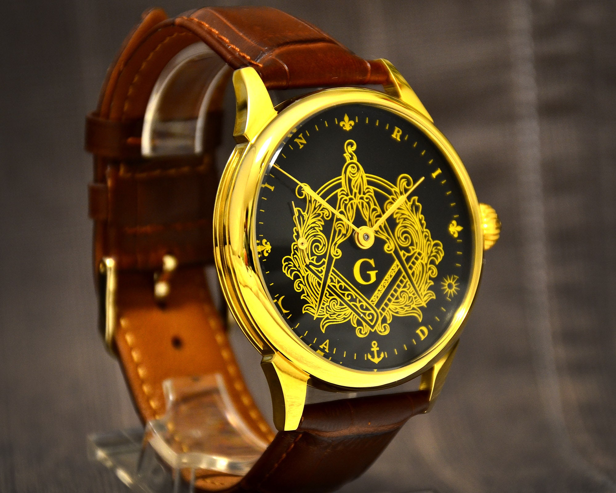 Freemason Watch R.miller Hidden Symbols: Gold Plated, Mechanical ...
