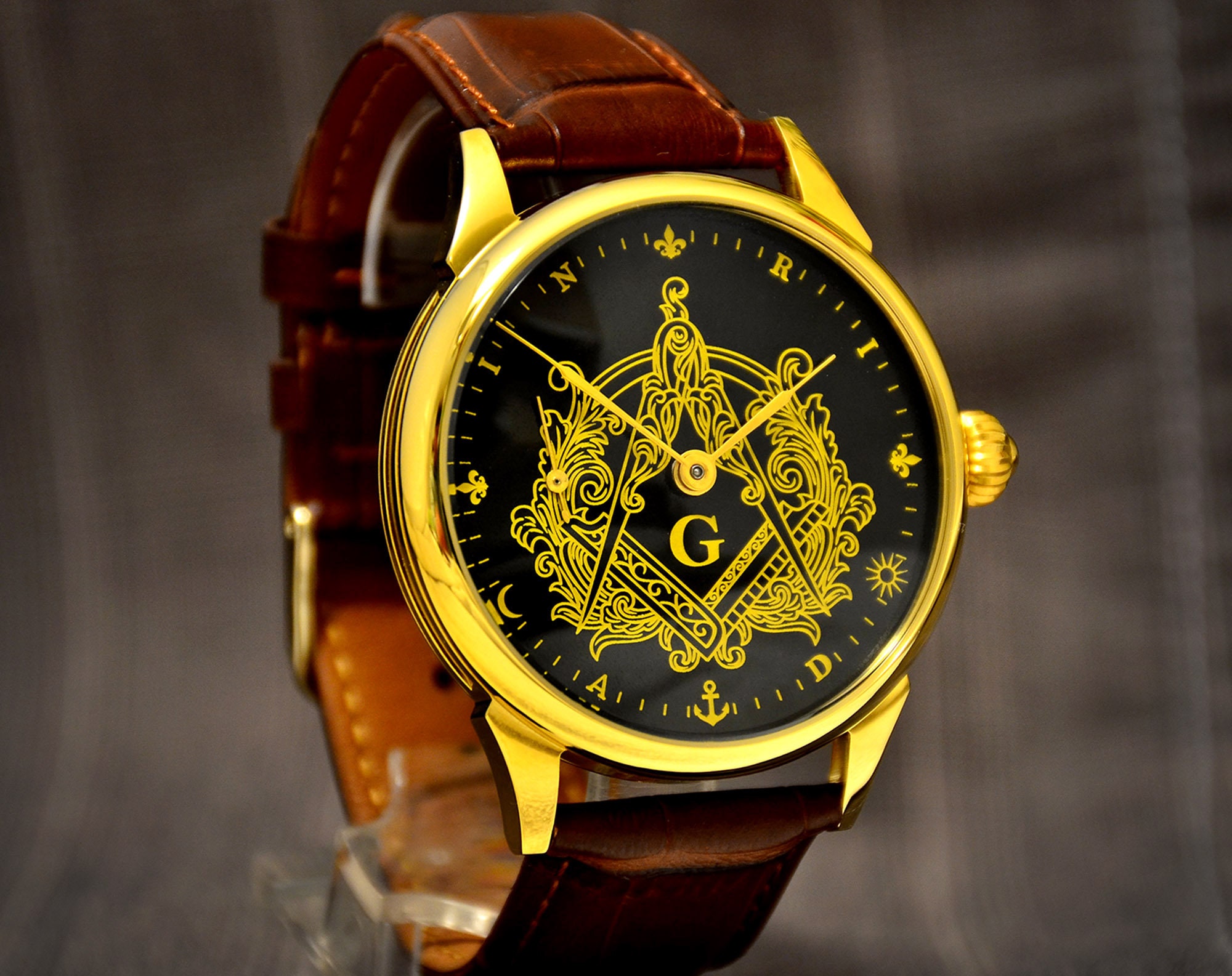 Freemason Watch R.miller Hidden Symbols: Gold Plated, Mechanical ...