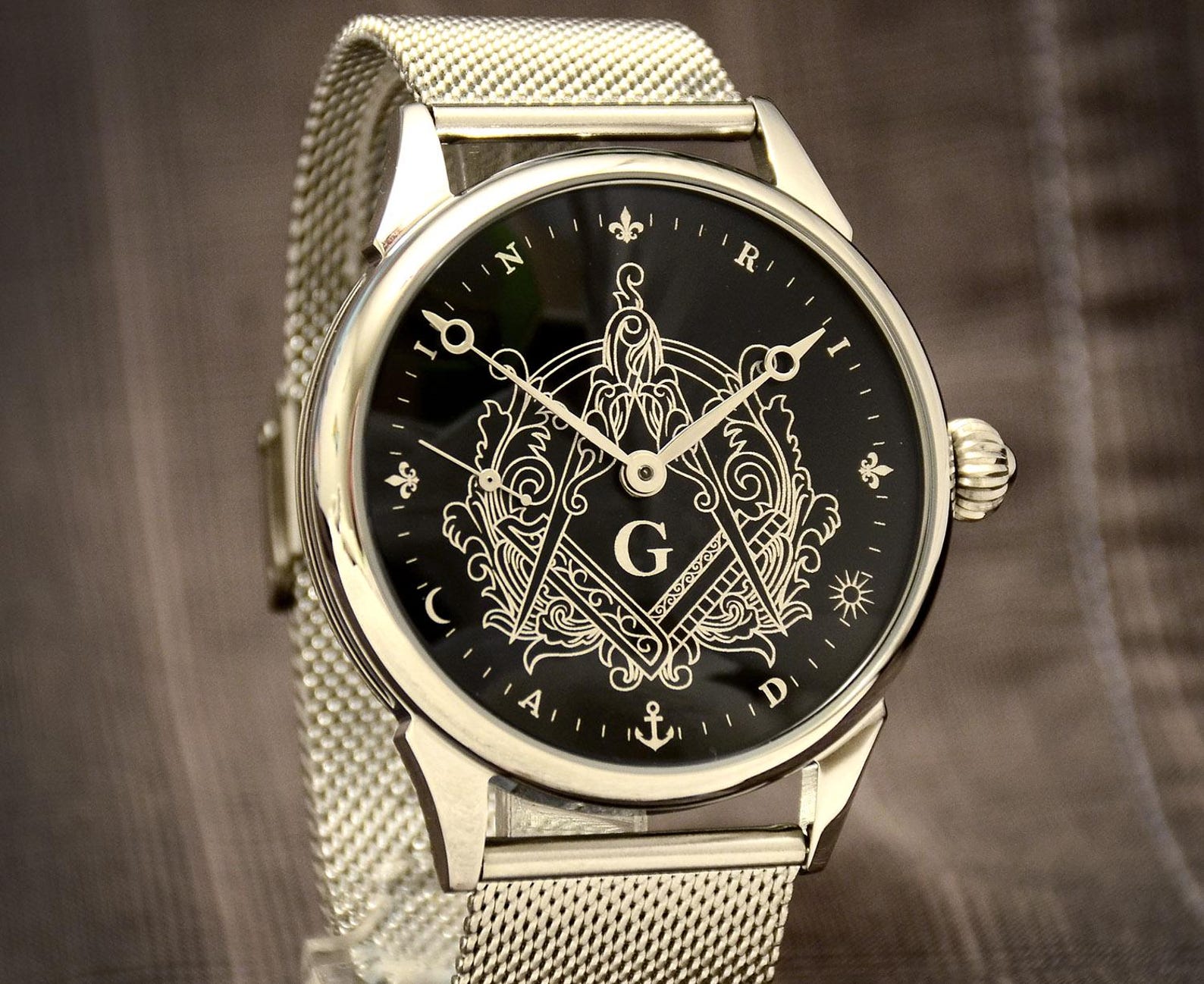 Freemason Watch Hidden Symbols - Silver Masonic Watch by R.miller. Rare ...