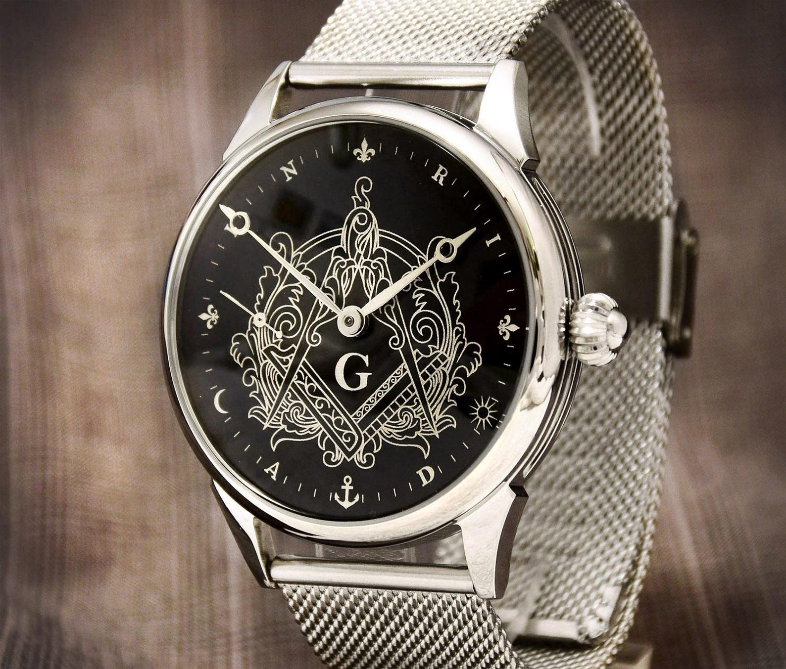 Freemason Watch Hidden Symbols - Silver Masonic Watch by R.miller. Rare ...