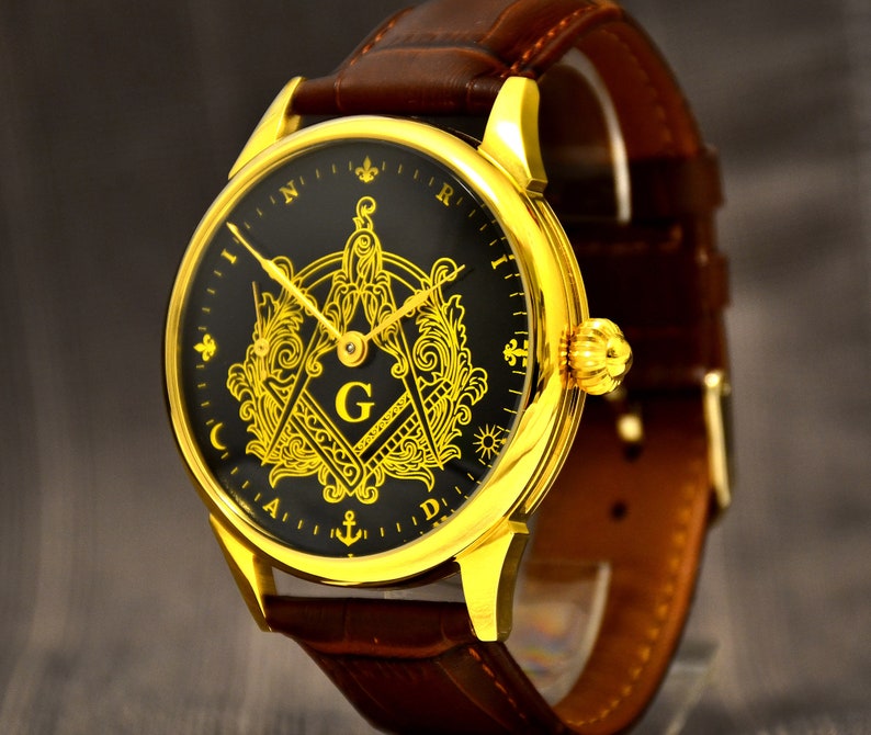 Freemason Watch R.miller Hidden Symbols: Gold Plated, Mechanical ...