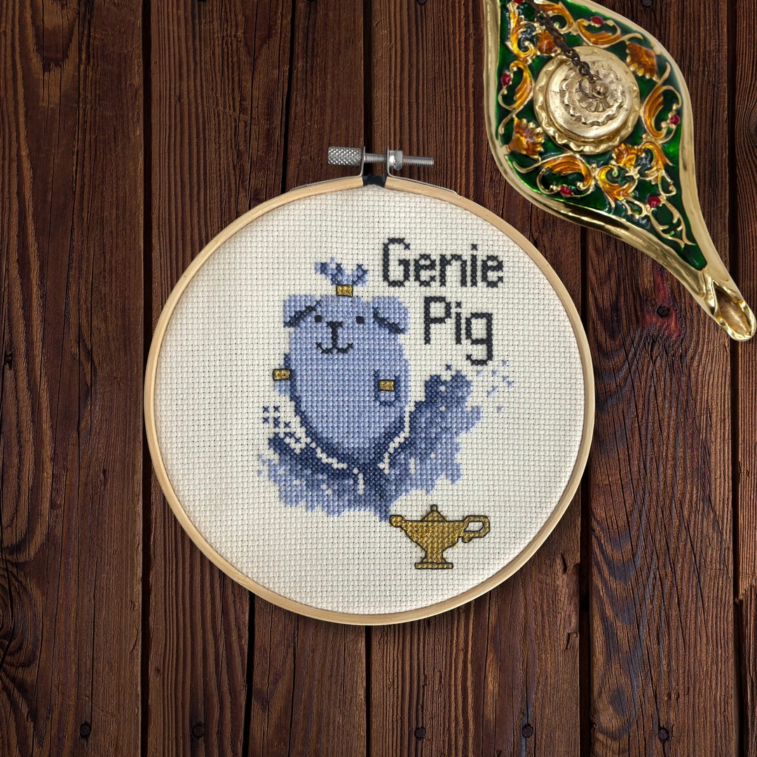 Genie Pig Cross Stitch Kit - Pun, Pun-imals Collection - Etsy UK