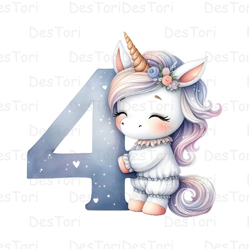 Unicorn Cliparts With Numbers From 0 to 9. Perfect for Kids' Projects ...