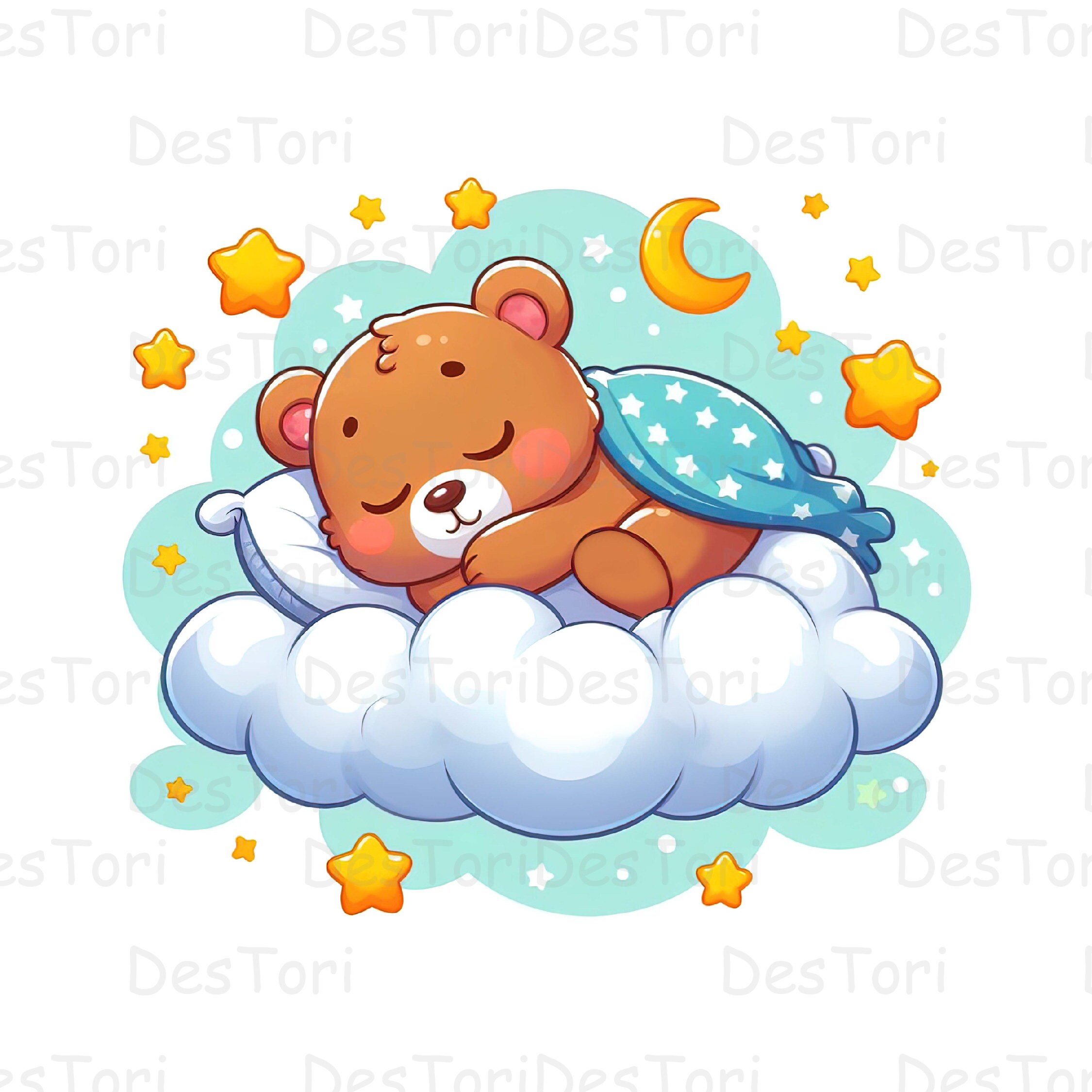 Snuggly Snooze Bears Clipart Set - Cute Sleeping Teddy Bear ...
